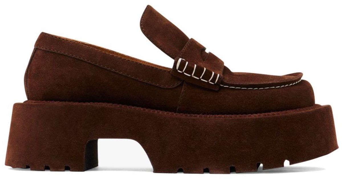 JW Anderson 50Mm Platform Suede Loafers in Brown | Lyst