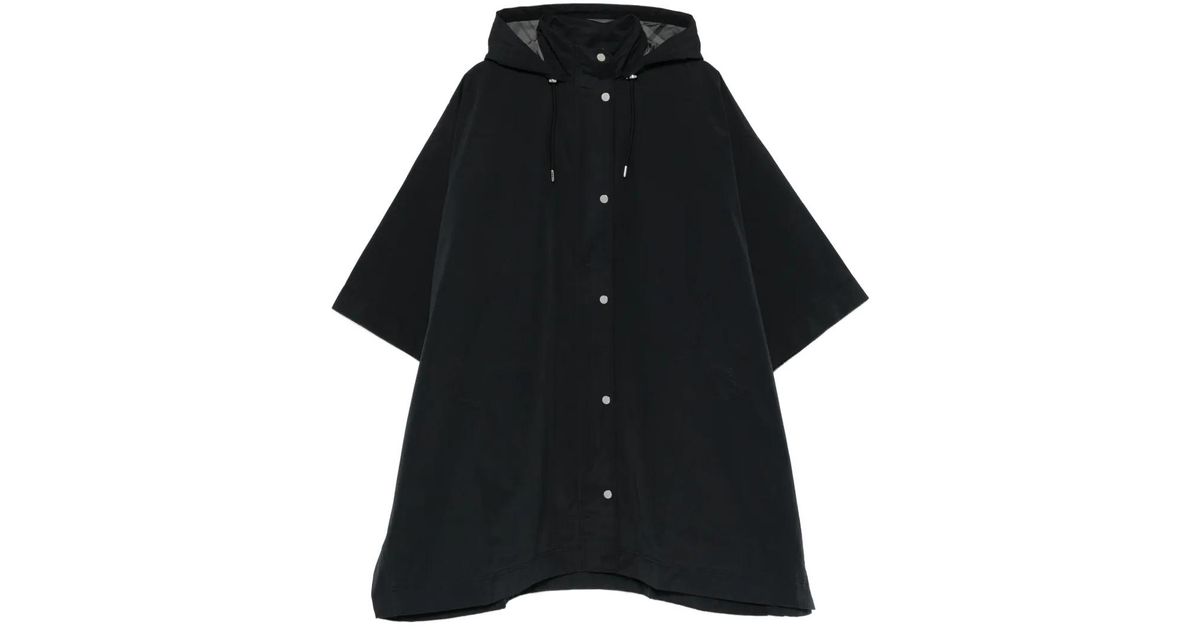 Barbour Hooded Buttoned Cape Coat in Black | Lyst UK