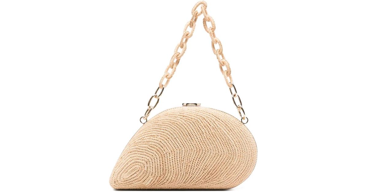 Jonathan Simkhai Bridget Raffia Chain Clutch Bag in Natural | Lyst