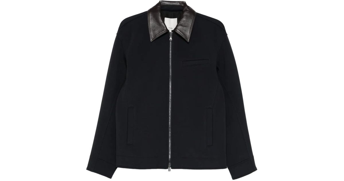 Tibi Contrast-Collar Jacket in Black | Lyst UK