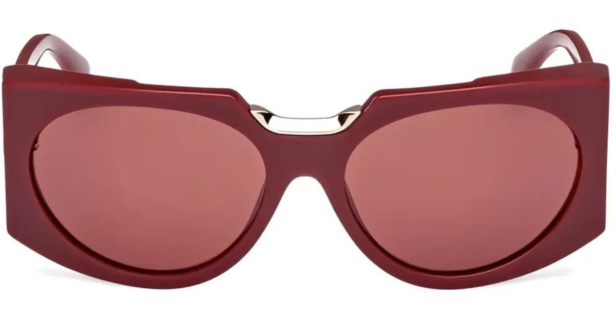 Max Mara Eyewear Geometric-Frame Sunglasses in Red | Lyst UK