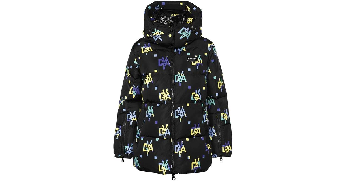 Duvetica Monogram-Print Puffer Jacket in Black | Lyst