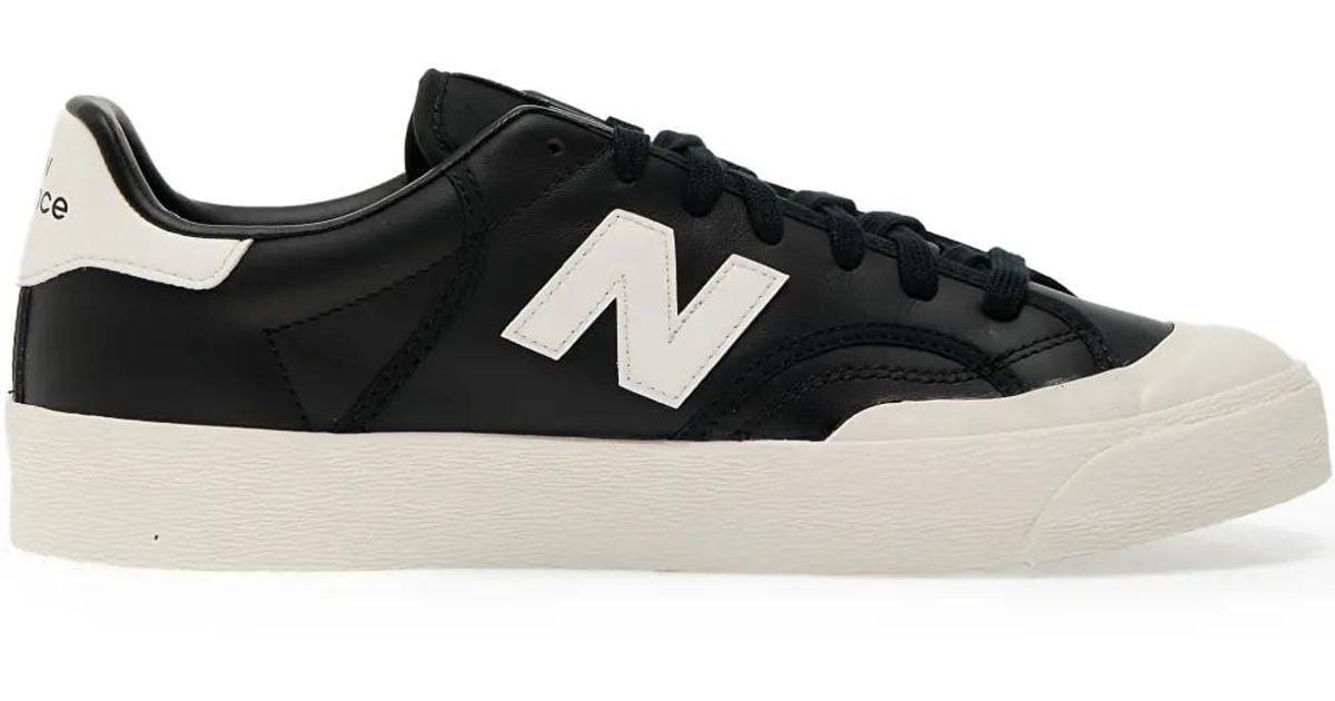 New Balance Leather N Logo Low-Top Sneakers in Black | Lyst Canada