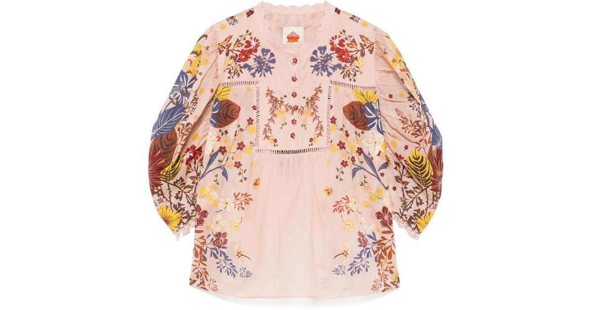 FARM Rio Beauty Bouquet Blouse in Pink | Lyst