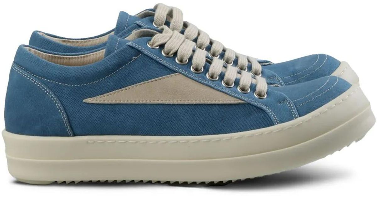 Rick Owens Leather-Panelled Sneakers in Blue | Lyst