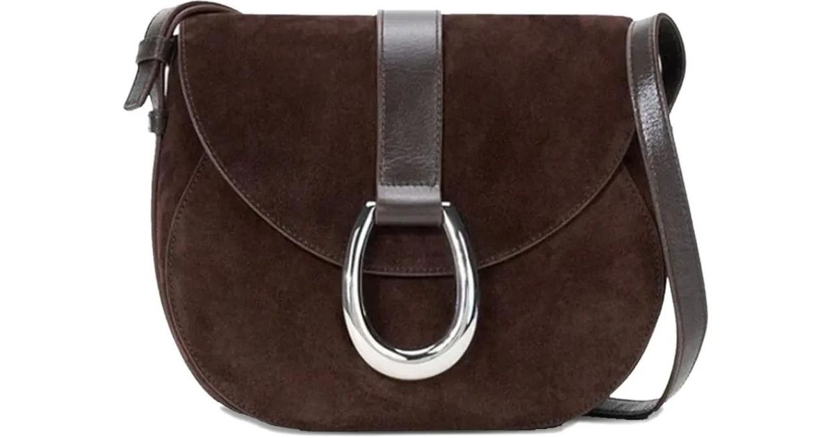 STAUD Bella Saddle Suede Cross Body Bag in Brown | Lyst