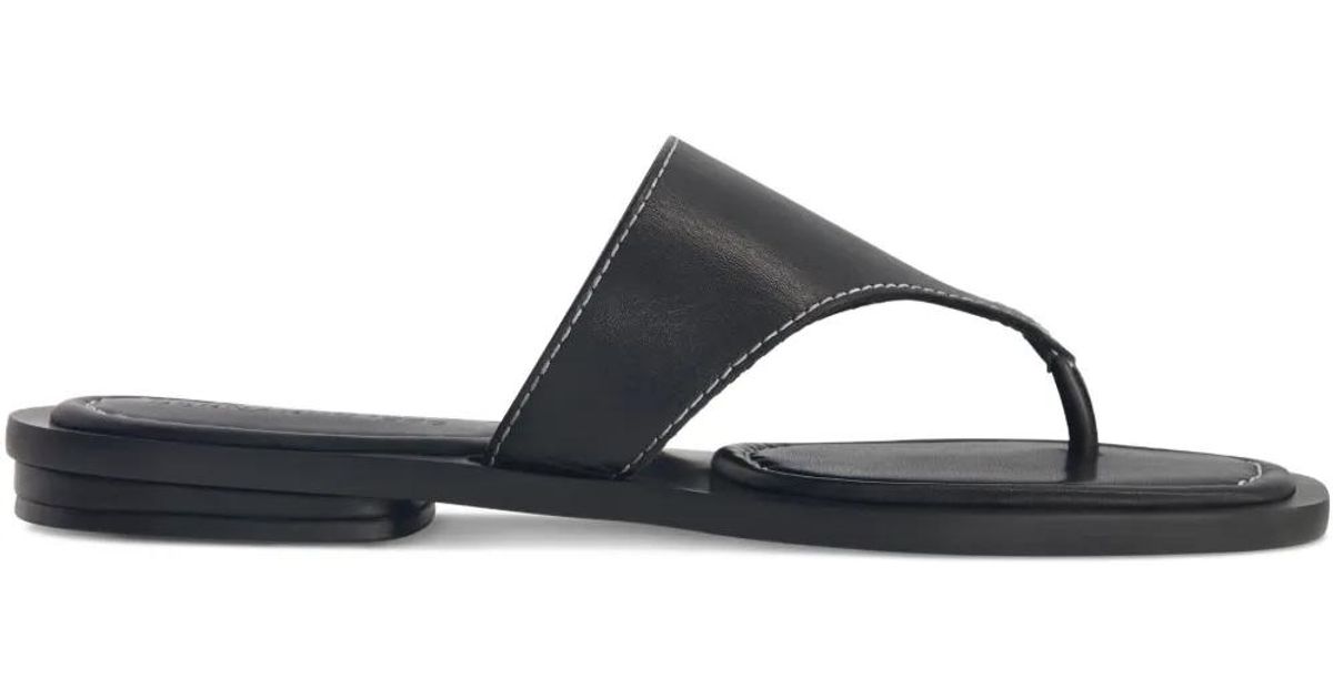Bernardo Agora Thong Leather Sandals in Black | Lyst
