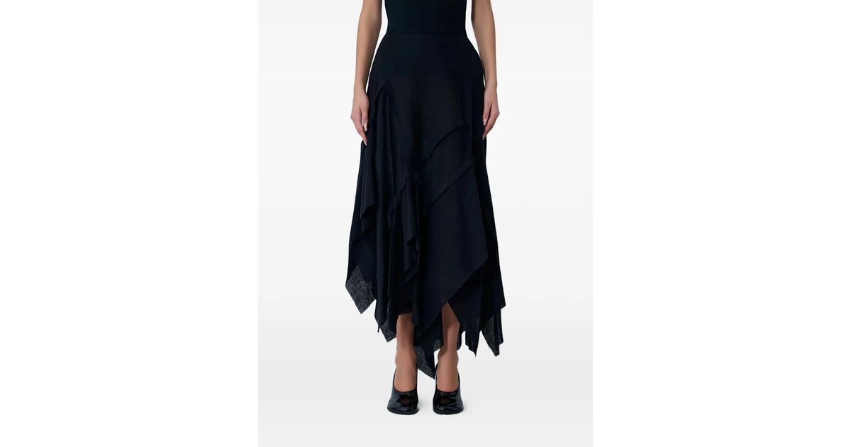 Limi Feu Gauzed Draped Midi Skirt in Blue | Lyst