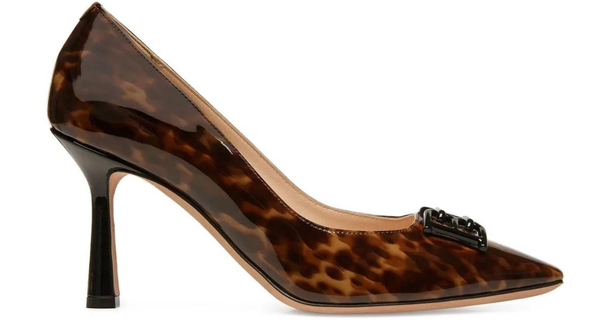 Bally 85Mm Evanca Leopard-Print Patent Pumps in Brown | Lyst