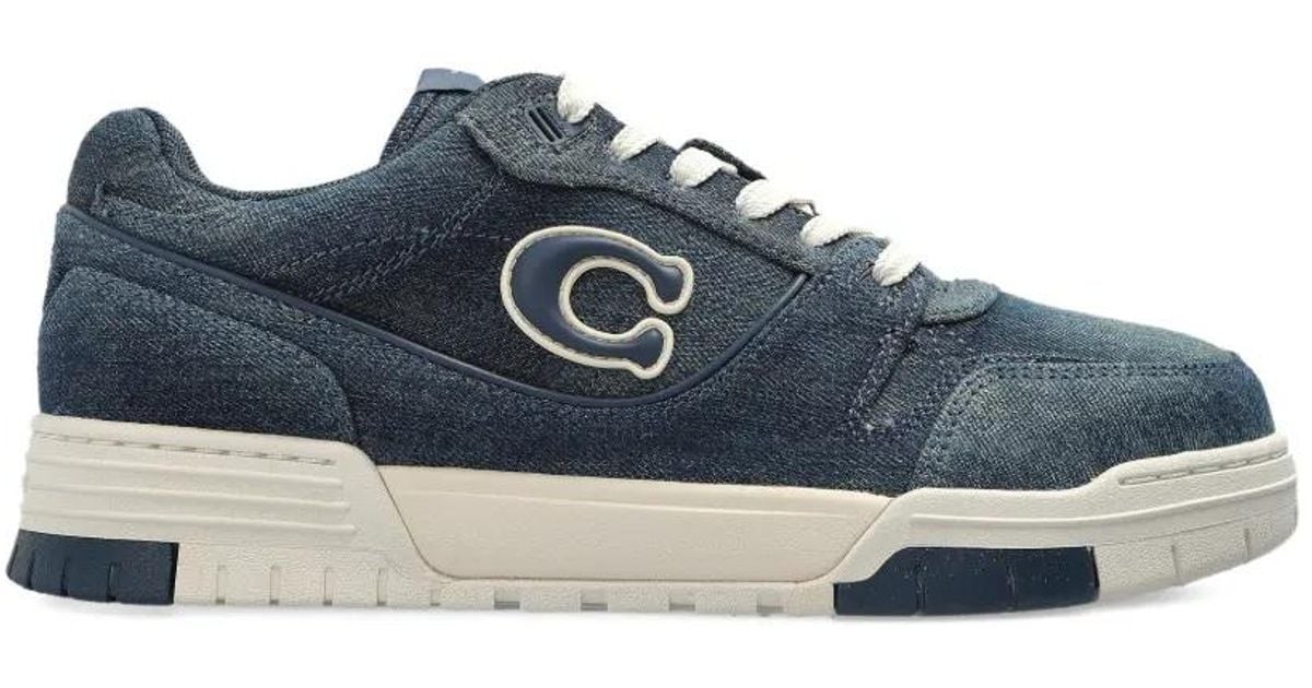 COACH Denim-Effect Logo-Patch Sneakers in Blue | Lyst UK