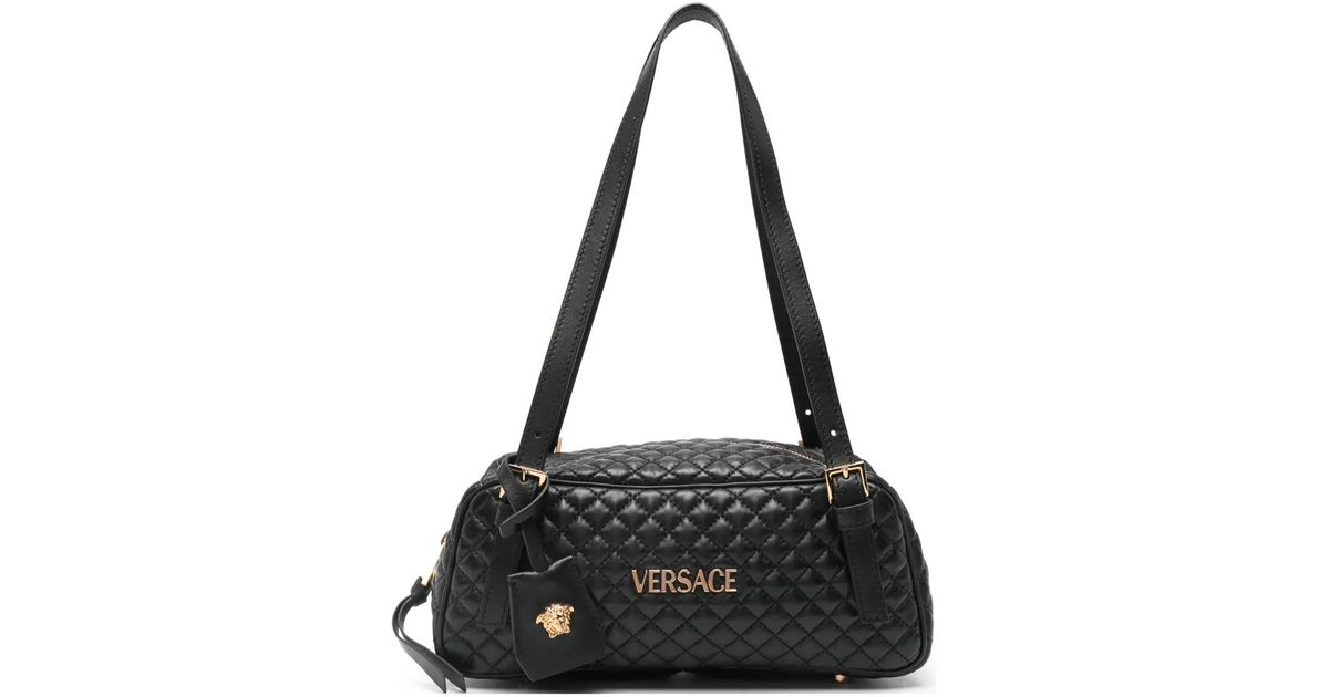 Versace Small Quilted Shoulder Bag in Black | Lyst