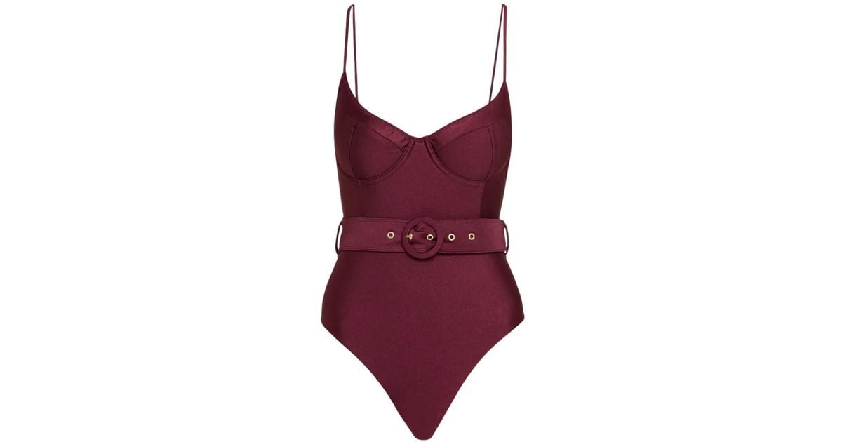 Jonathan Simkhai Belted Bustier One Piece in Red | Lyst UK