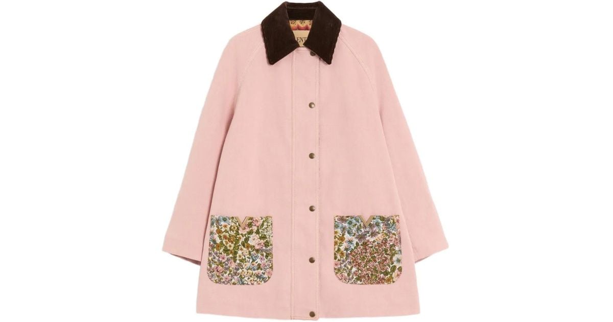 Valentino Garavani Long-Sleeves Coat in Pink | Lyst UK