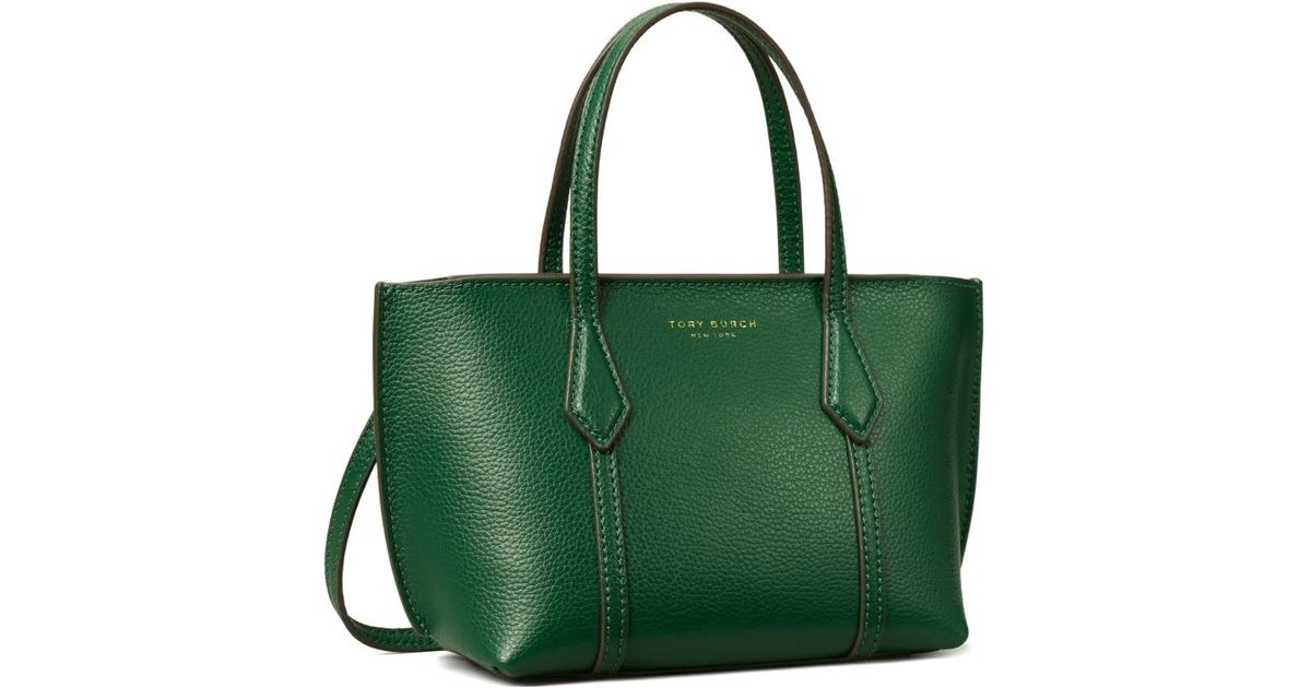 Tory Burch Perry Topstitch Mini Bag in Green | Lyst UK