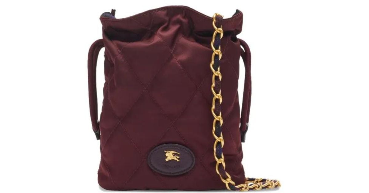 Burberry Quilted Chain-Strap Mini Bucket Bag in Purple | Lyst UK