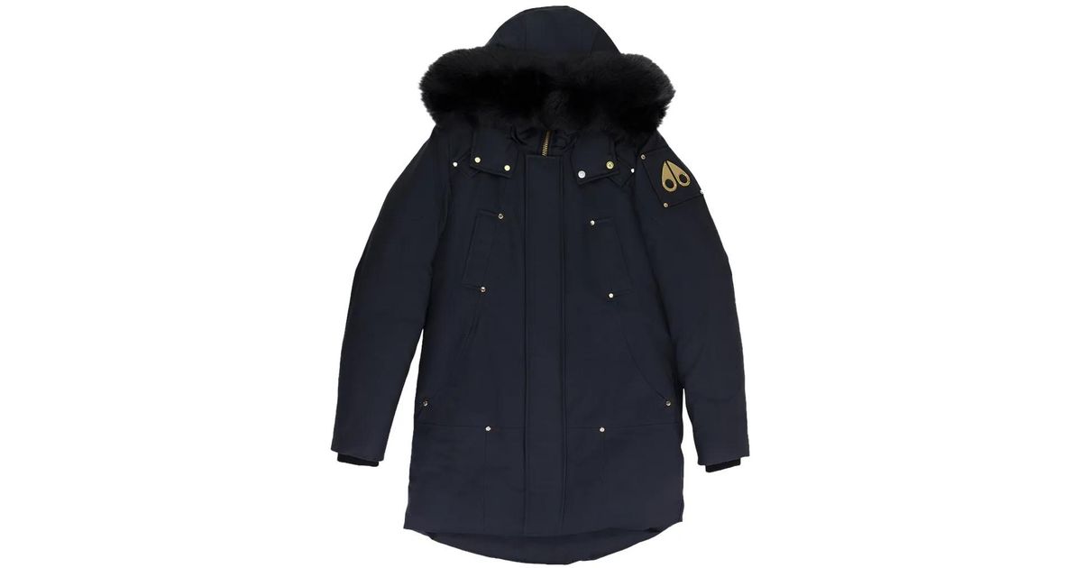 Moose Knuckles Trimmed Hooded Parka in Blue for Men | Lyst