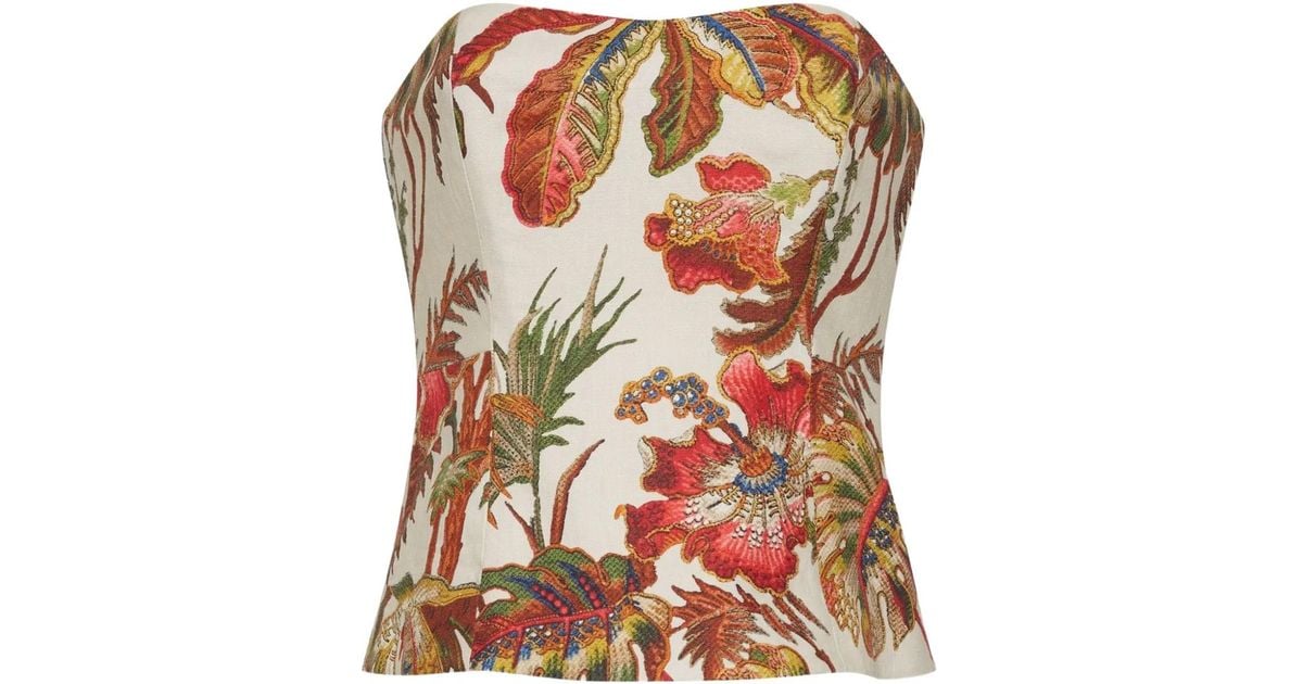 Cara Cara Agnes Floral Strapless Top in Brown | Lyst