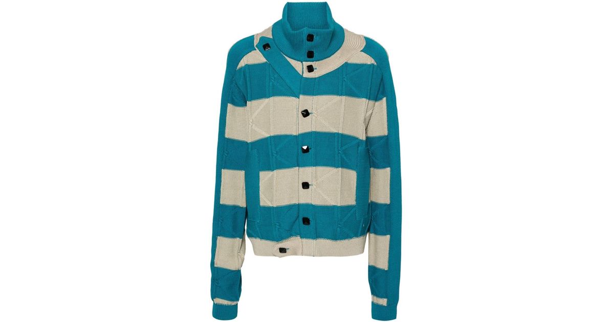 Kiko Kostadinov Merli Twinset Striped Cardigan in Blue for Kiko Kostadinov Merli Twinset Striped Cardigan in Blue for