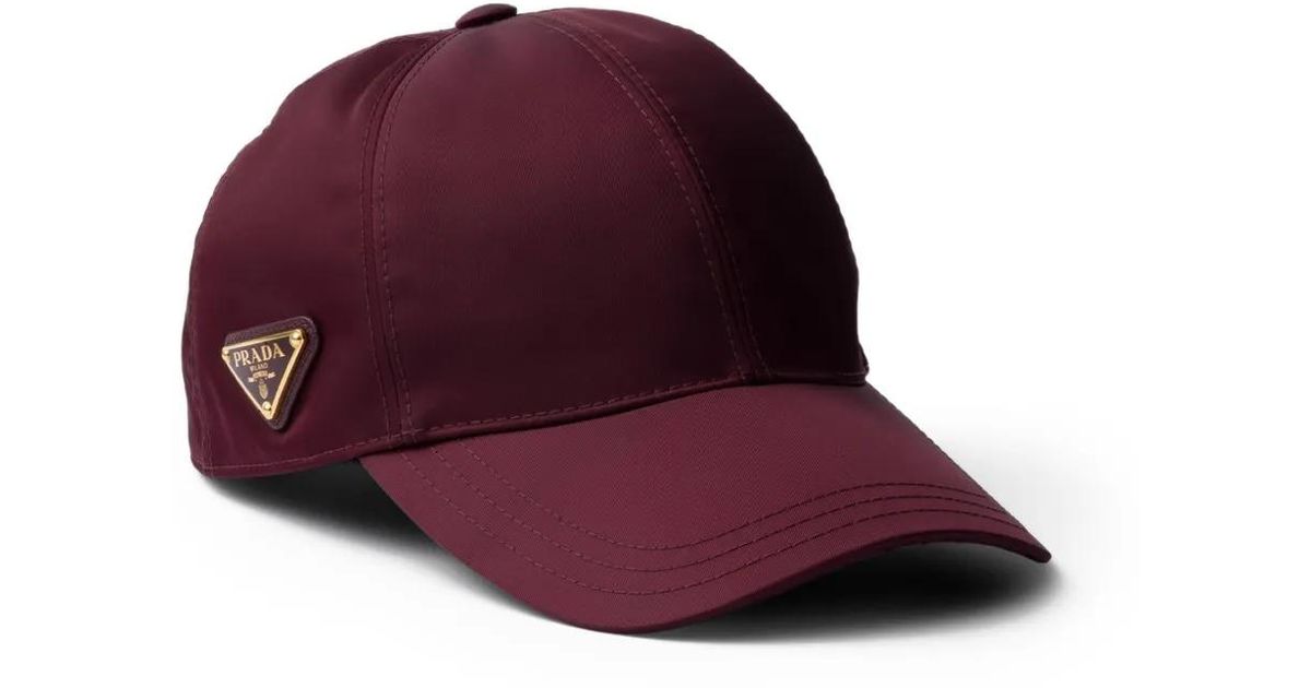 Prada Logo-Plaque Baseball Cap in Red | Lyst UK