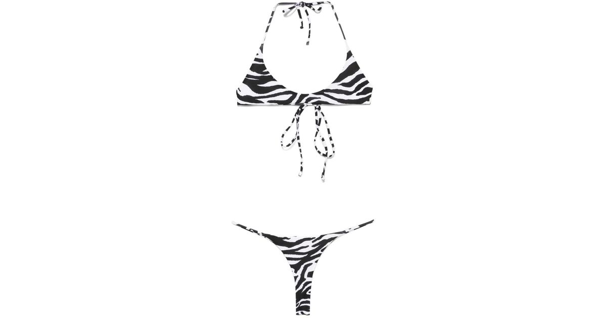 The Attico Zebra Print Bikini in White | Lyst