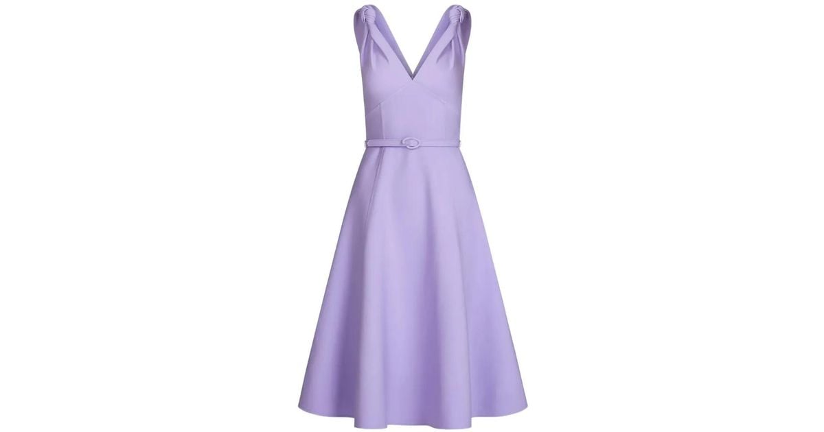 Oscar de la Renta Twist-Detailed Wool Midi Dress in Purple | Lyst UK