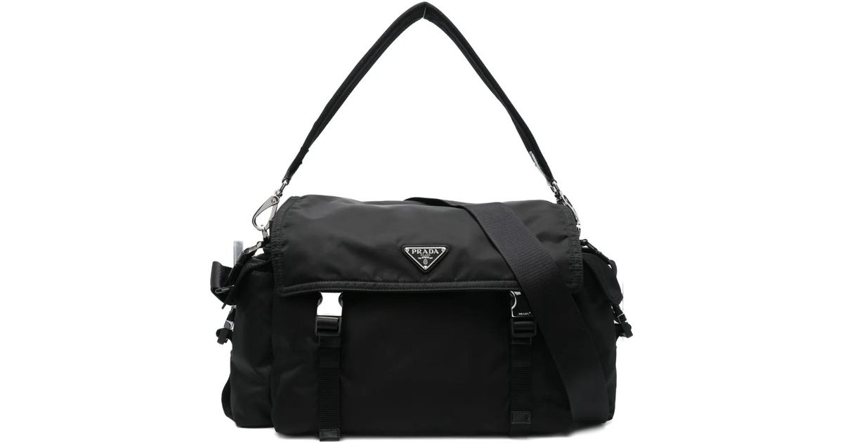 Prada Triangle-Logo Messenger Bag in Black for Men | Lyst UK