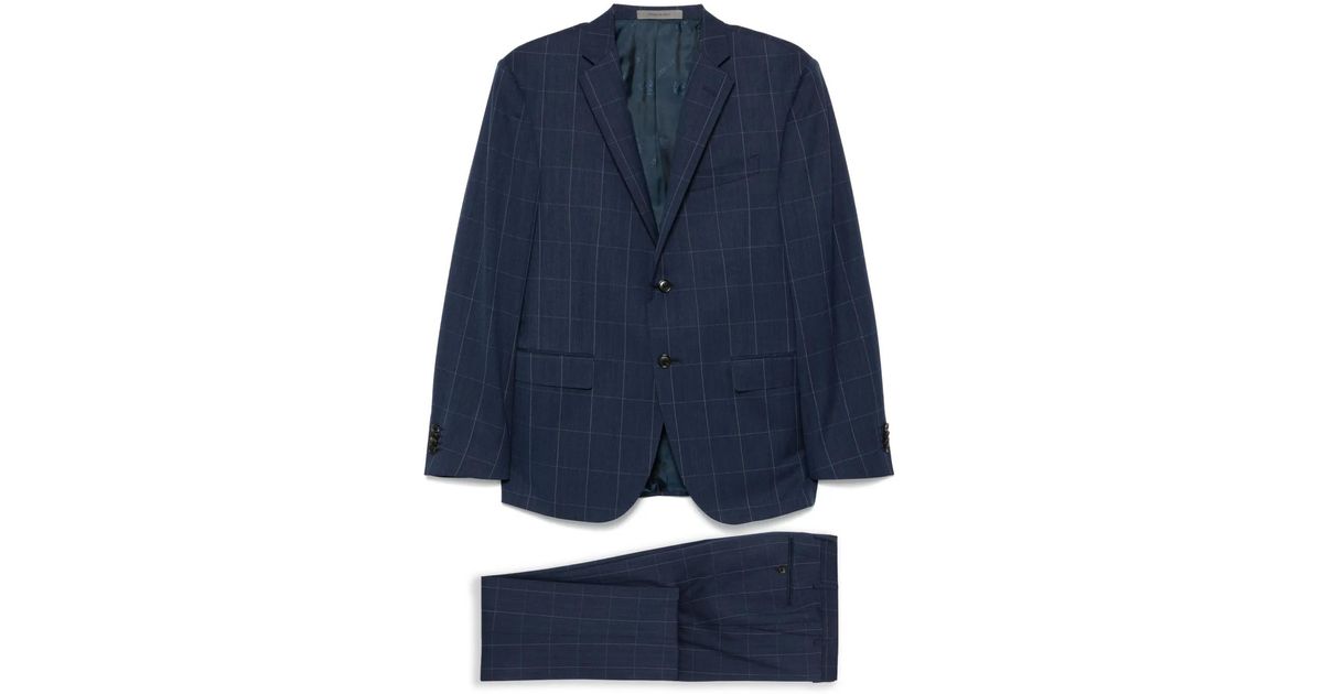 Corneliani Windowpane-Pattern Suit in Blue for Men | Lyst