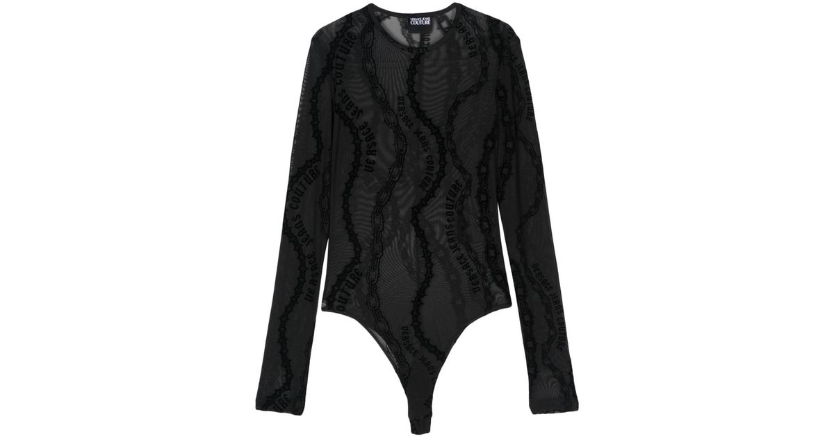 Versace Sheer Body With Baroque Pattern in Black | Lyst Australia