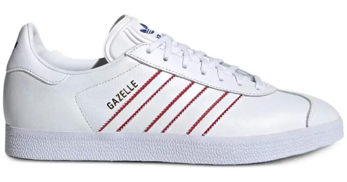 adidas Striped Gazelle Low-Top Sneakers in White for Men | Lyst UK