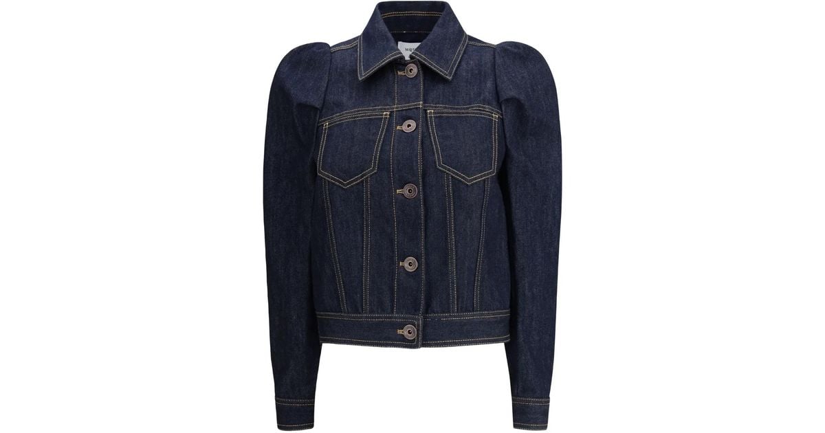 McQueen Pinched-Shoulder Denim Jacket in Blue | Lyst UK