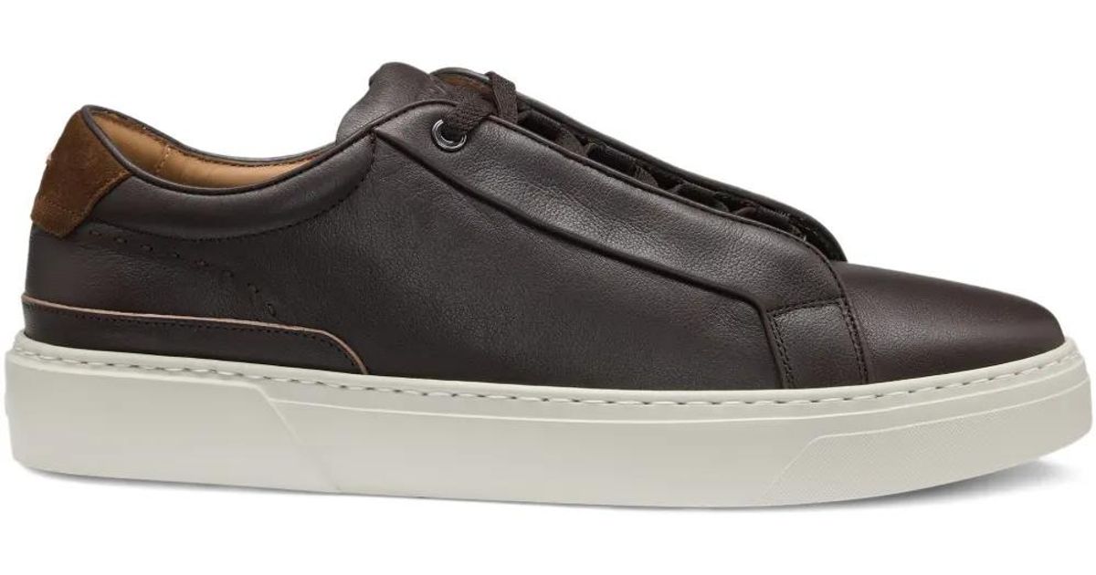 BOSS Gary Leather Lace-Up Sneakers in Brown for Men | Lyst UK