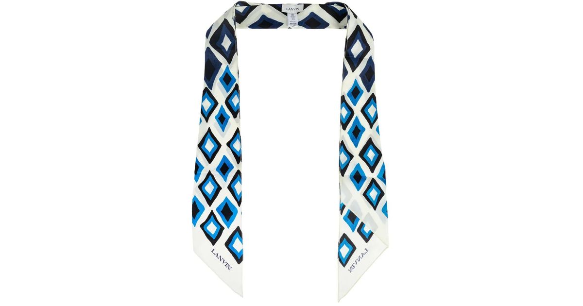 Lanvin Diamond-Pattern Scarf in Blue for Men | Lyst UK
