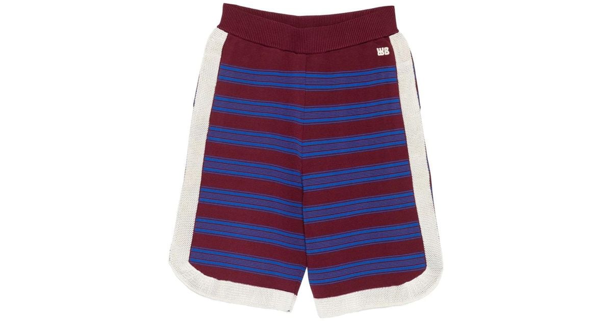 Wales Bonner Striped Knitted Shorts in Red | Lyst UK