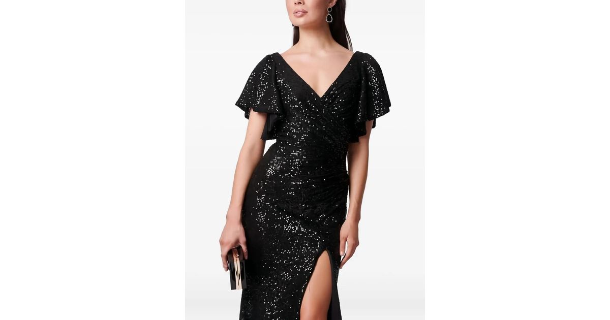 Forever Unique Sequined V-Neck Maxi Dress in Black | Lyst UK