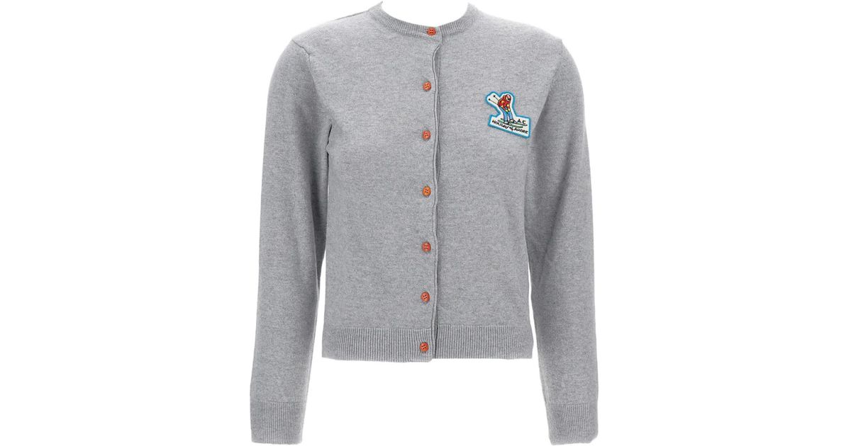 ALESSANDRO ENRIQUEZ Logo-Patch Cardigan in Grey | Lyst UK