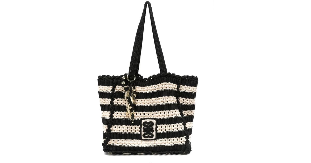 Sandro Crochet-Knit Tote Bag in Black | Lyst