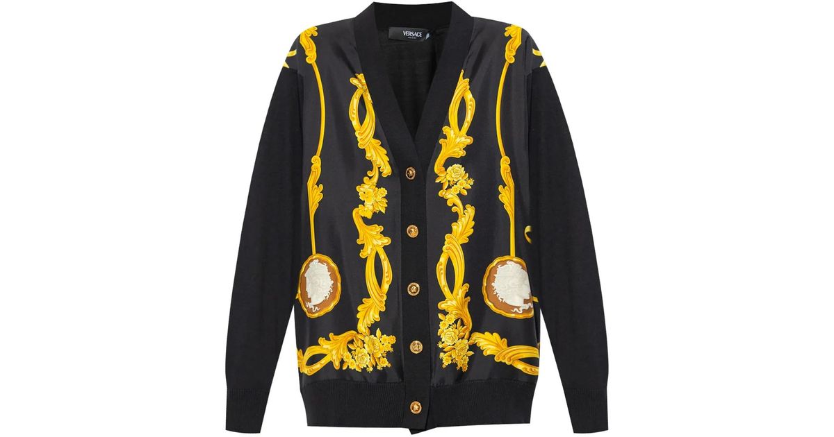 Versace Wool-Silk Cardigan in Blue | Lyst