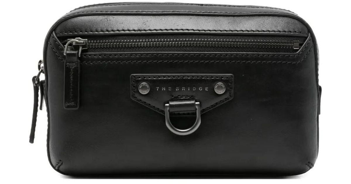 The Bridge Zip Leather Wrist Bag in Black for Men | Lyst UK