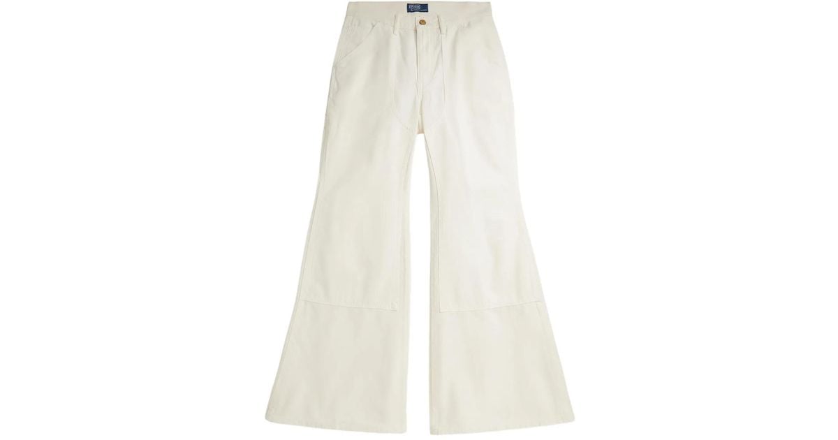 Polo Ralph Lauren Flared Panelled Trousers in White | Lyst