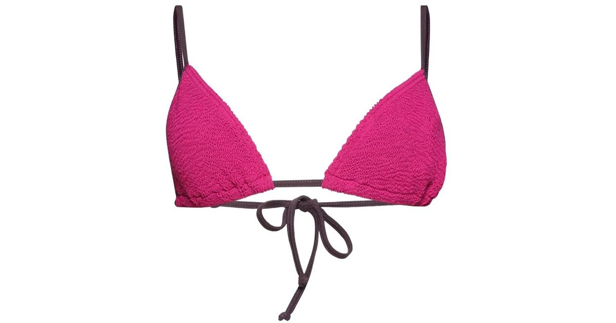 Bondeye Contrast-Trim Triangle Bikini Top in Pink | Lyst