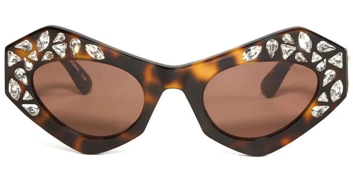 PUCCI Rhinestone-Embellished Cat-Eye Sunglasses in Brown | Lyst UK