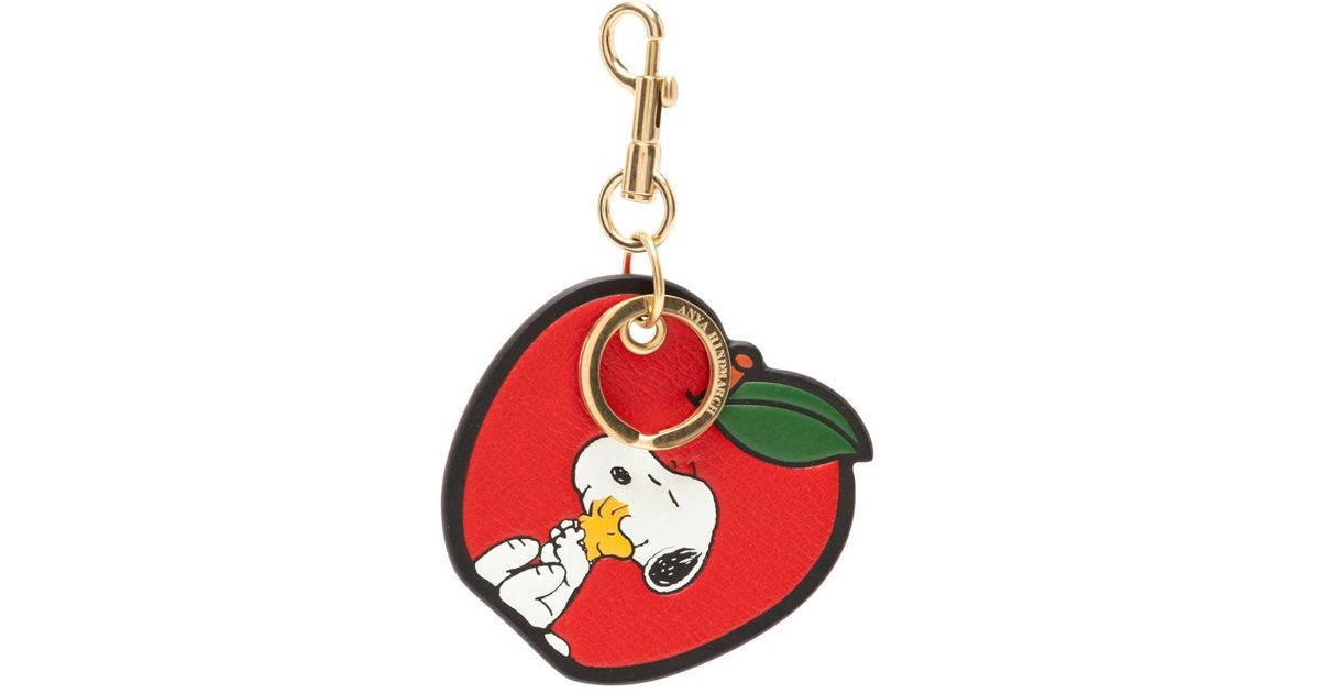 Anya Hindmarch X Peanuts Snoopy And Woodstock Apple Key Ring in Red | Lyst