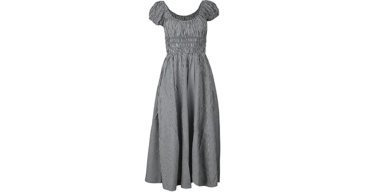 Doen Quinley Gingham-Pattern Midi Dress in Gray | Lyst
