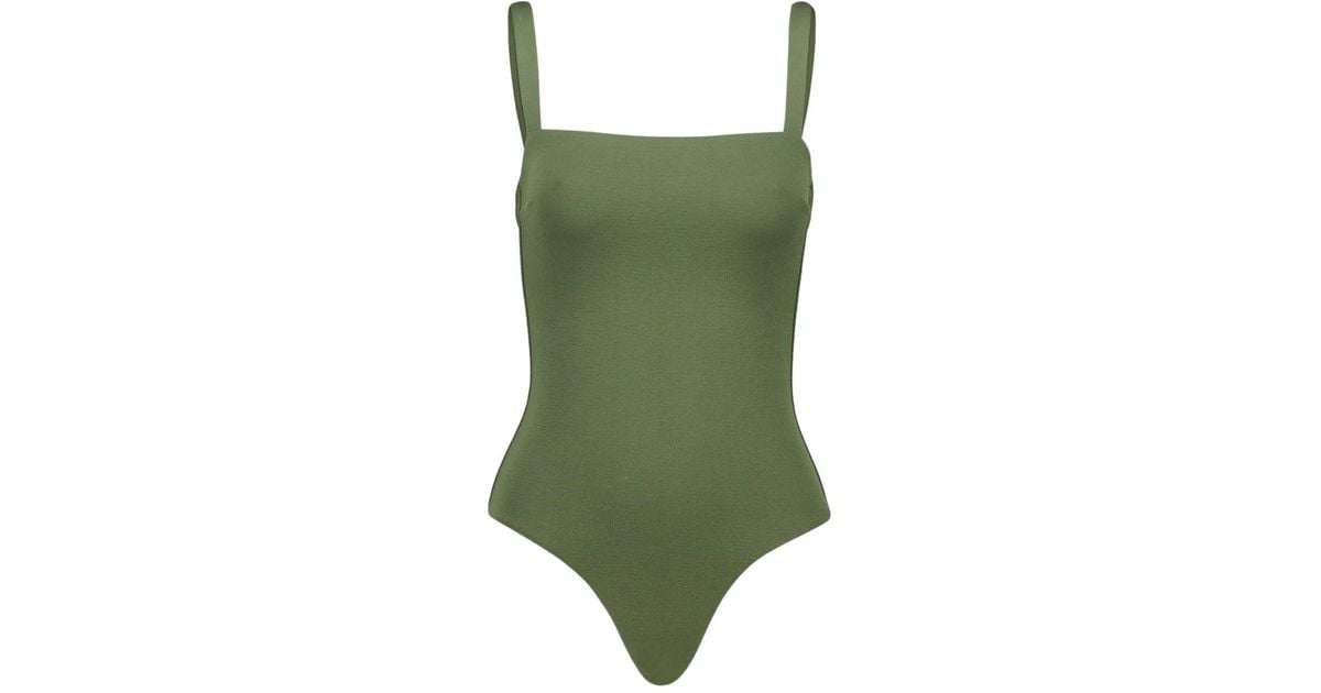 Matteau Crinkle Square-Neck Swimsuit in Green | Lyst