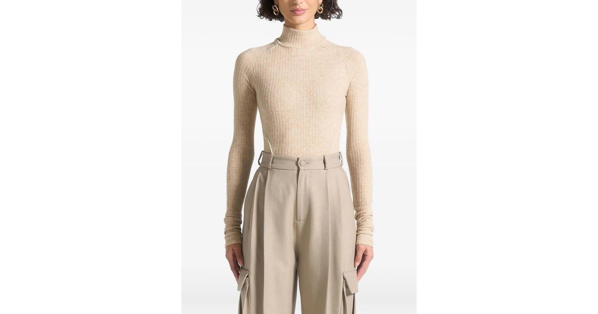 Manière De Voir Contour-Piping Ribbed Top in Natural | Lyst UK