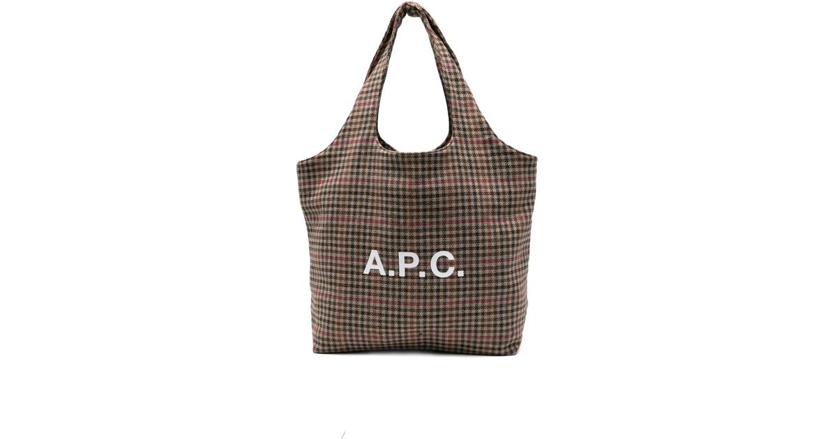 A.P.C. Ninon Houndstooth Tote Bag in Brown | Lyst UK