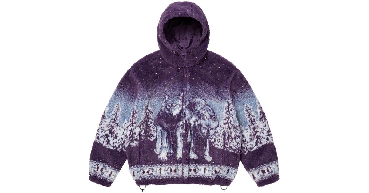 Supreme Reversible Hooded Fleece Jacket in Purple for Men | Lyst UK