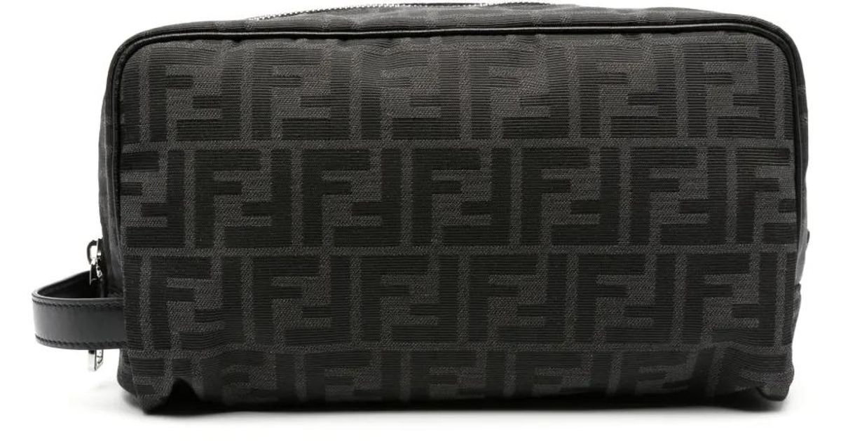 Fendi Ff Jacquard Wash Bag - Men's - Fabric in Black for Men | Lyst