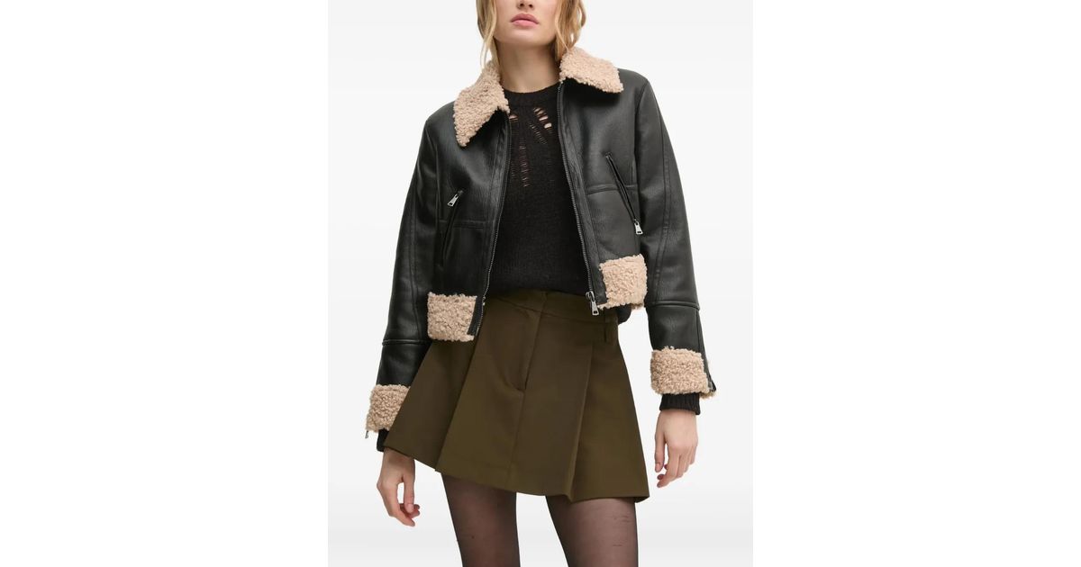 Sisley Faux-Leather Jacket in Black | Lyst UK