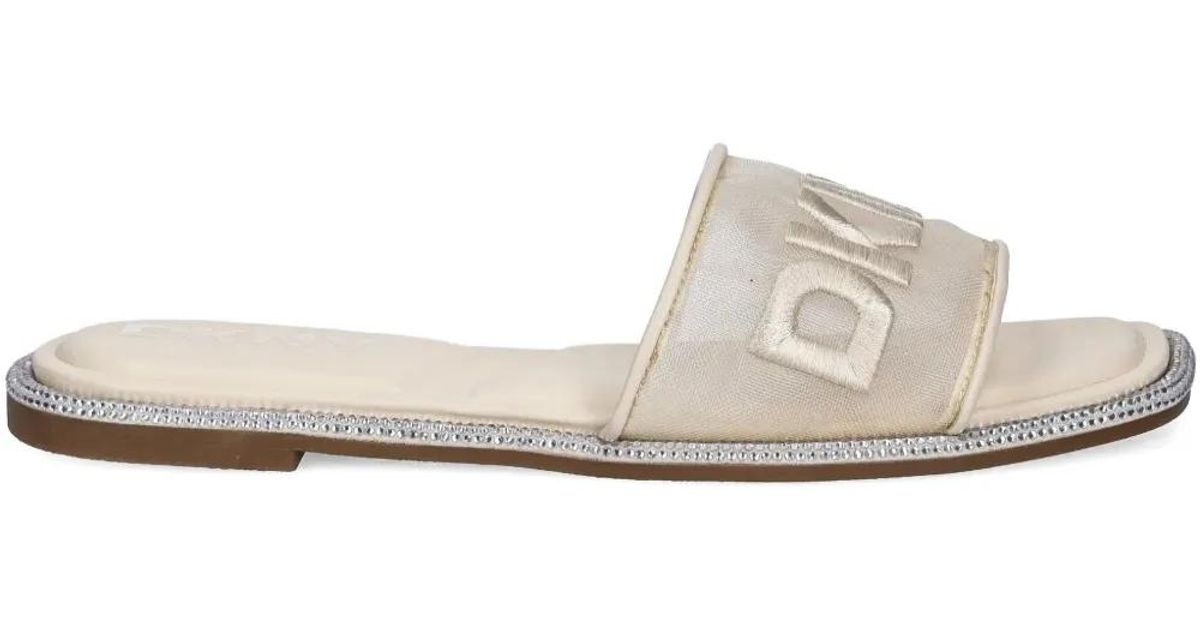 DKNY Logo Slides in White | Lyst